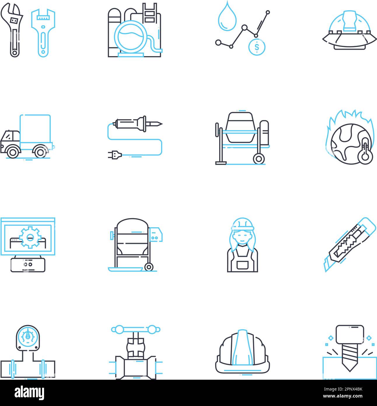 Efficient planning linear icons set. Productivity, Optimization ...
