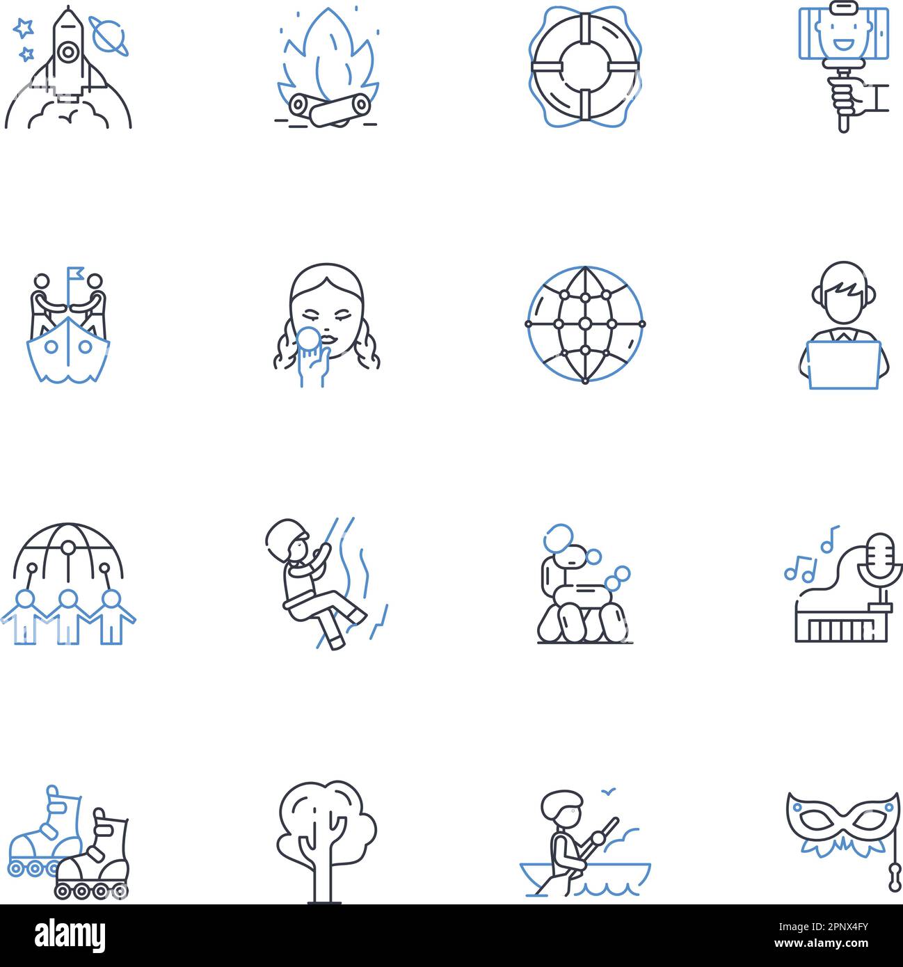 Volunteer travel line icons collection. Philanthropy, Humanity, Service ...