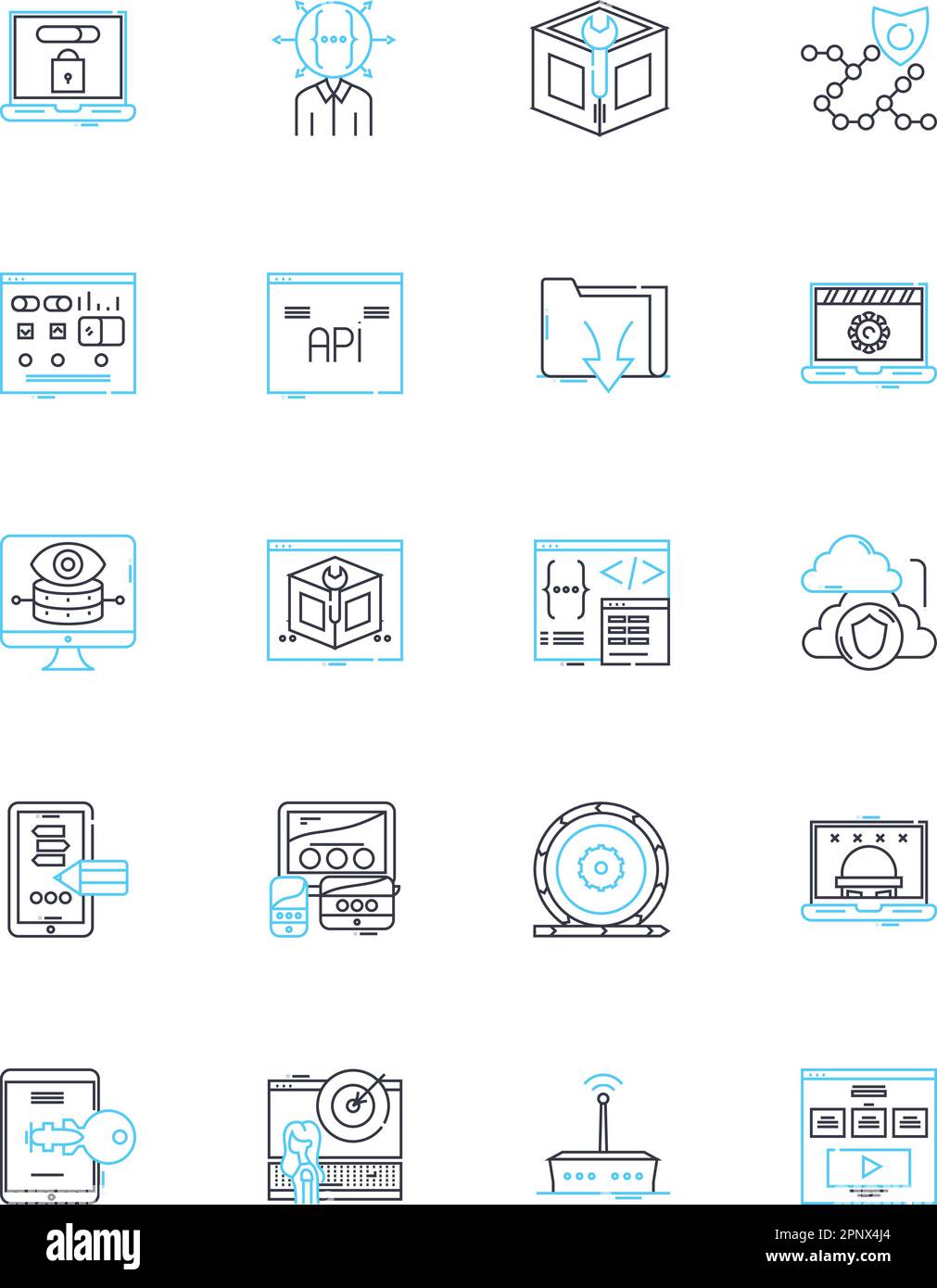 Online platform linear icons set. Connectivity, Accessibility ...