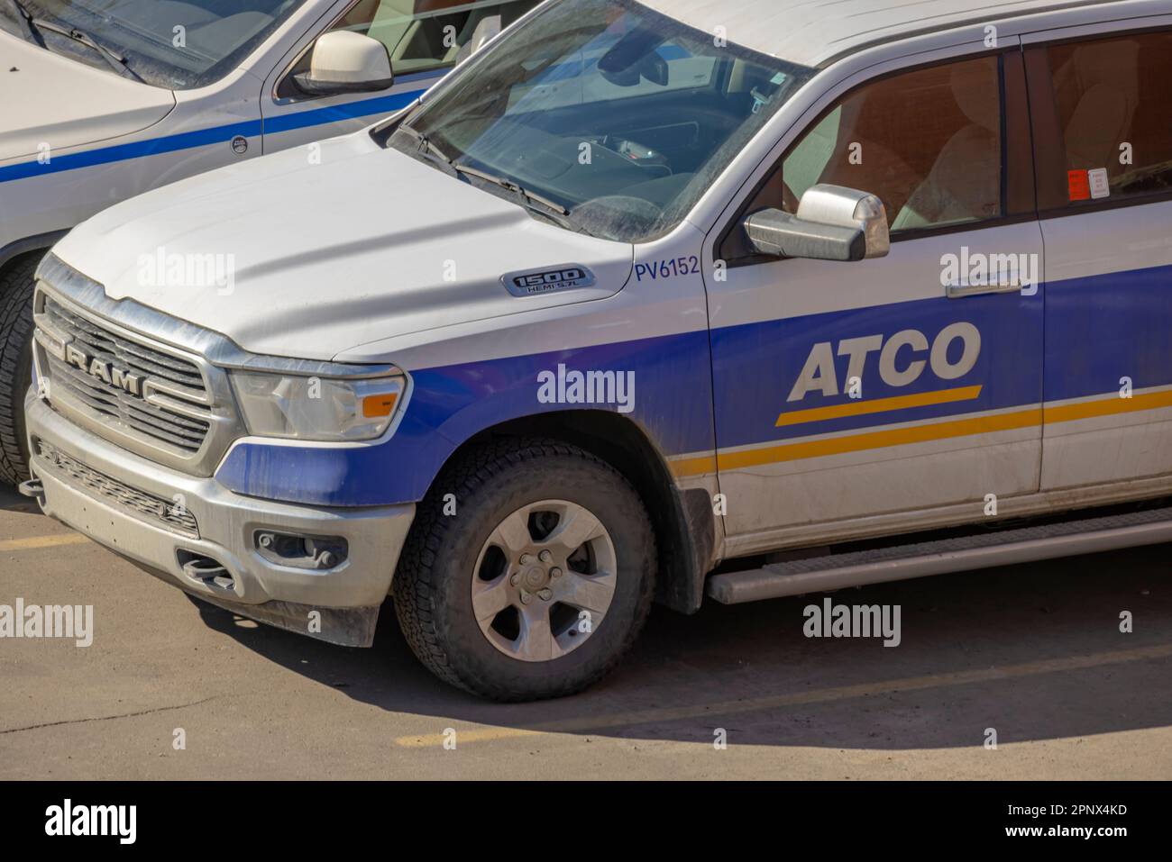 Edmonton, Alberta, Canada. Apr 20, 2023. A close up to an ATCO truck vehicle Stock Photo - Alamy