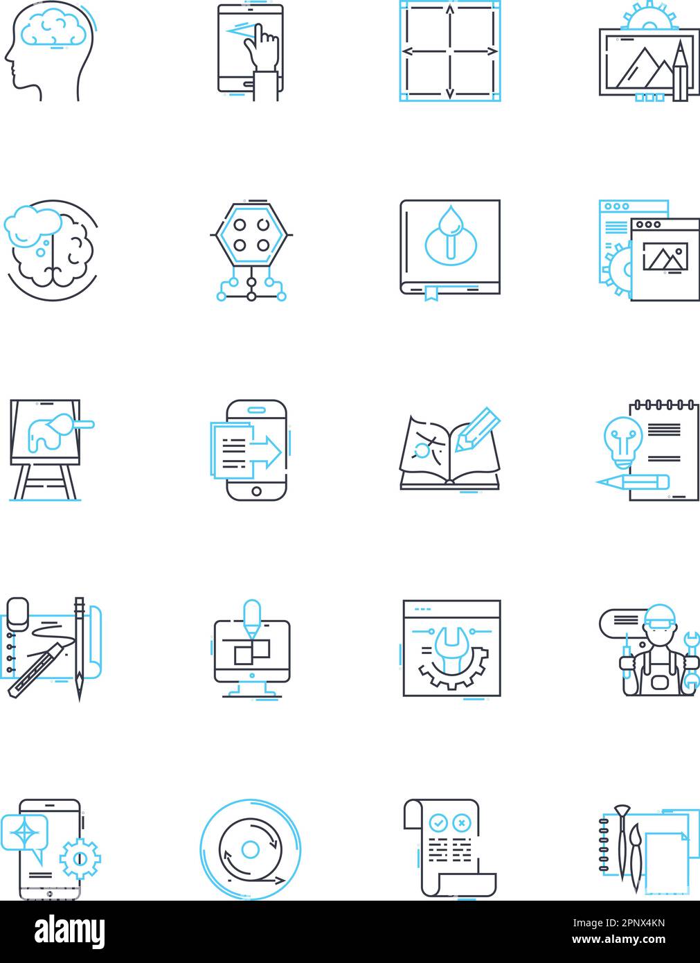 Graphic software linear icons set. Design, Illustration, Vector ...