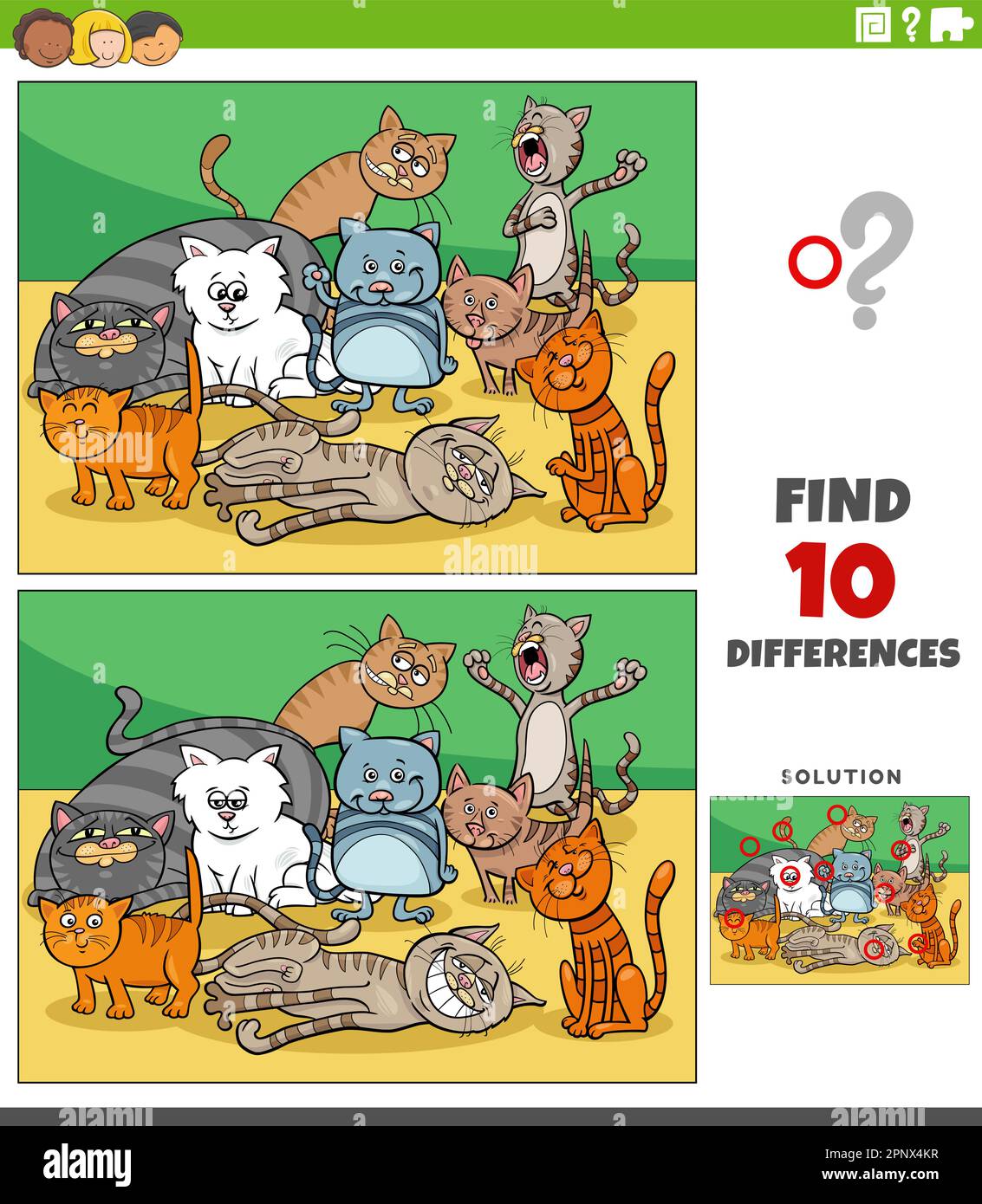 Cartoon illustration of finding the differences between pictures ...