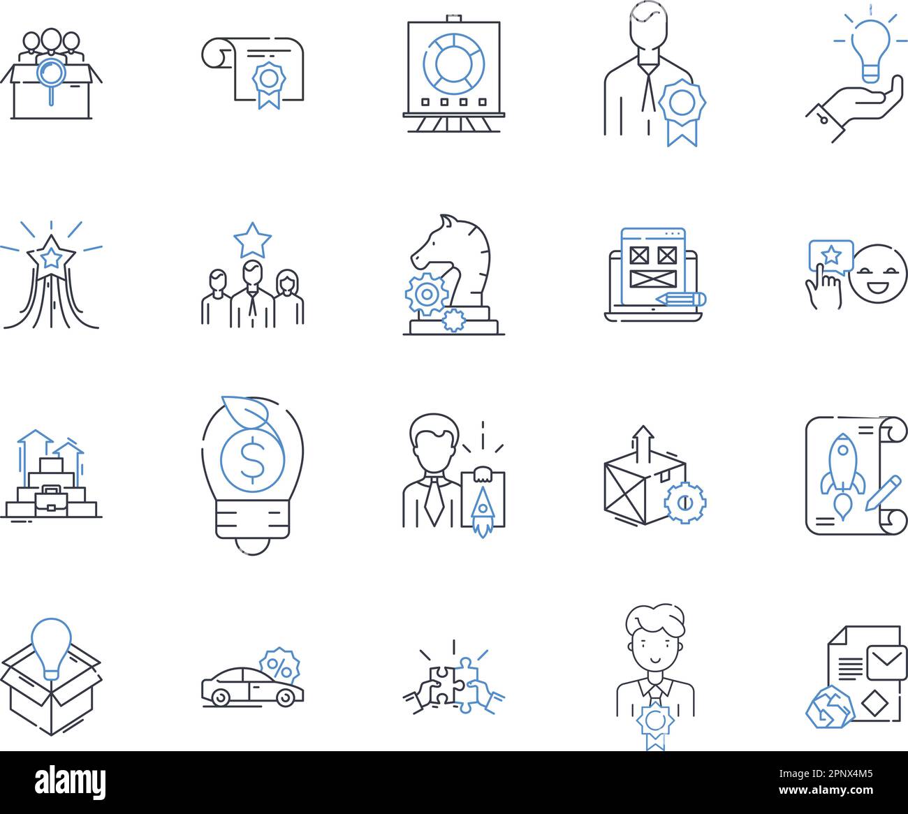 Nerking and collaboration line icons collection. Innovation, Synergy ...