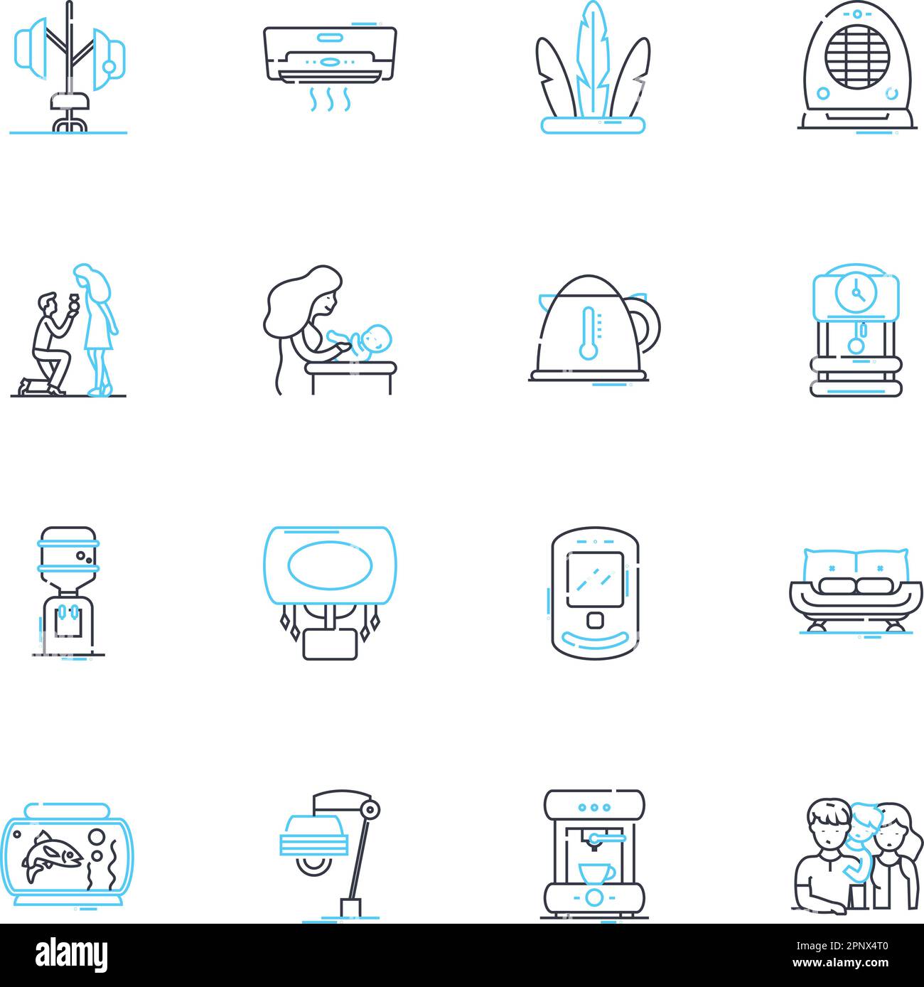 Household residents linear icons set. Inhabitants, Occupants, Dwellers ...