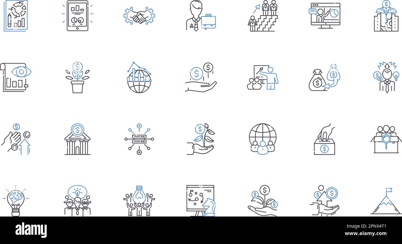 Project Execution Line Icons Collection Plan Timeline Resources