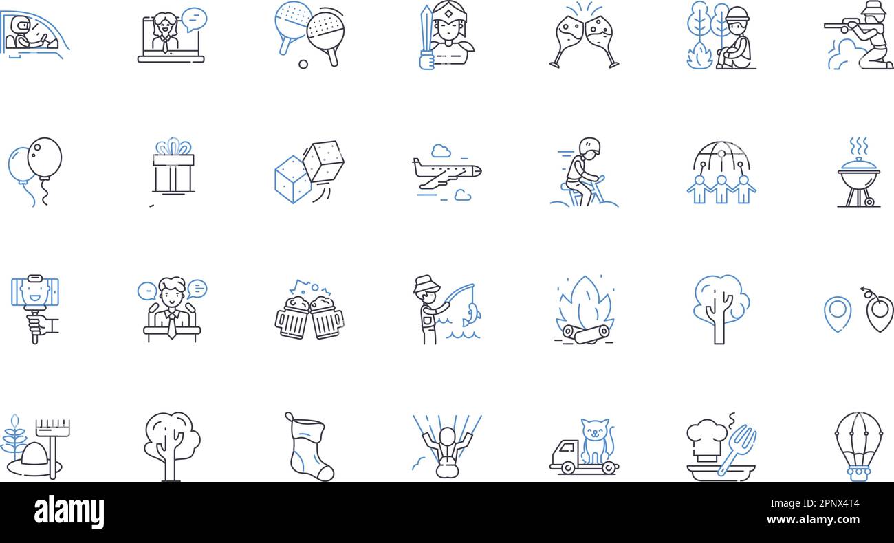 Contented pleasures line icons collection. Serenity, Gratitude, Bliss ...