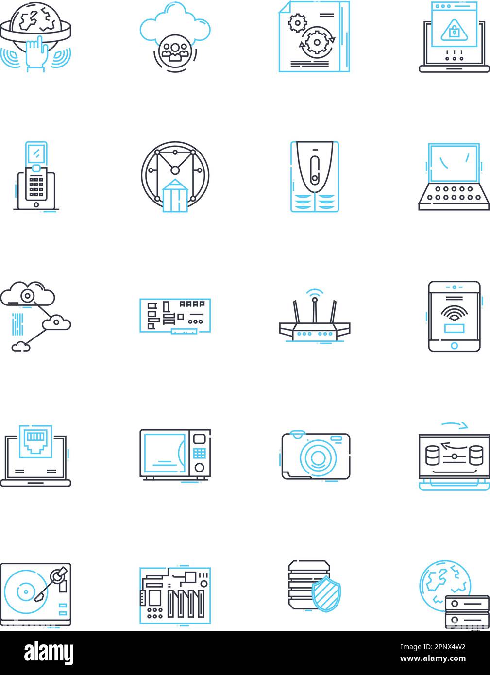 Team partnership linear icons set. Collaboration, Trust, Support ...