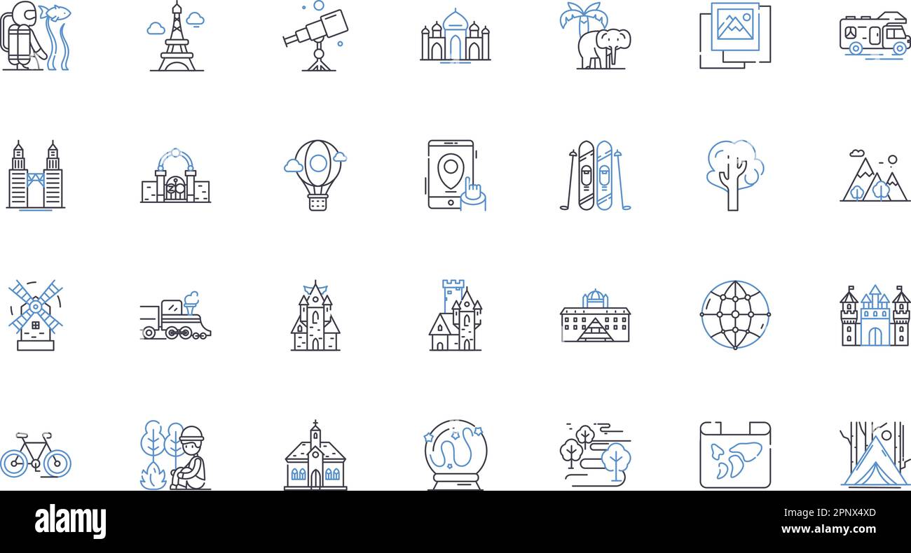 Educational travel line icons collection. Exploration, Adventure ...