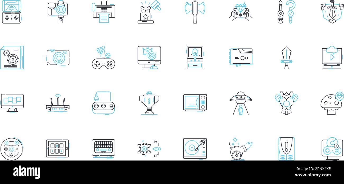 Interactive Entertainment Industry Linear Icons Set Gaming Streaming Virtual Augmented