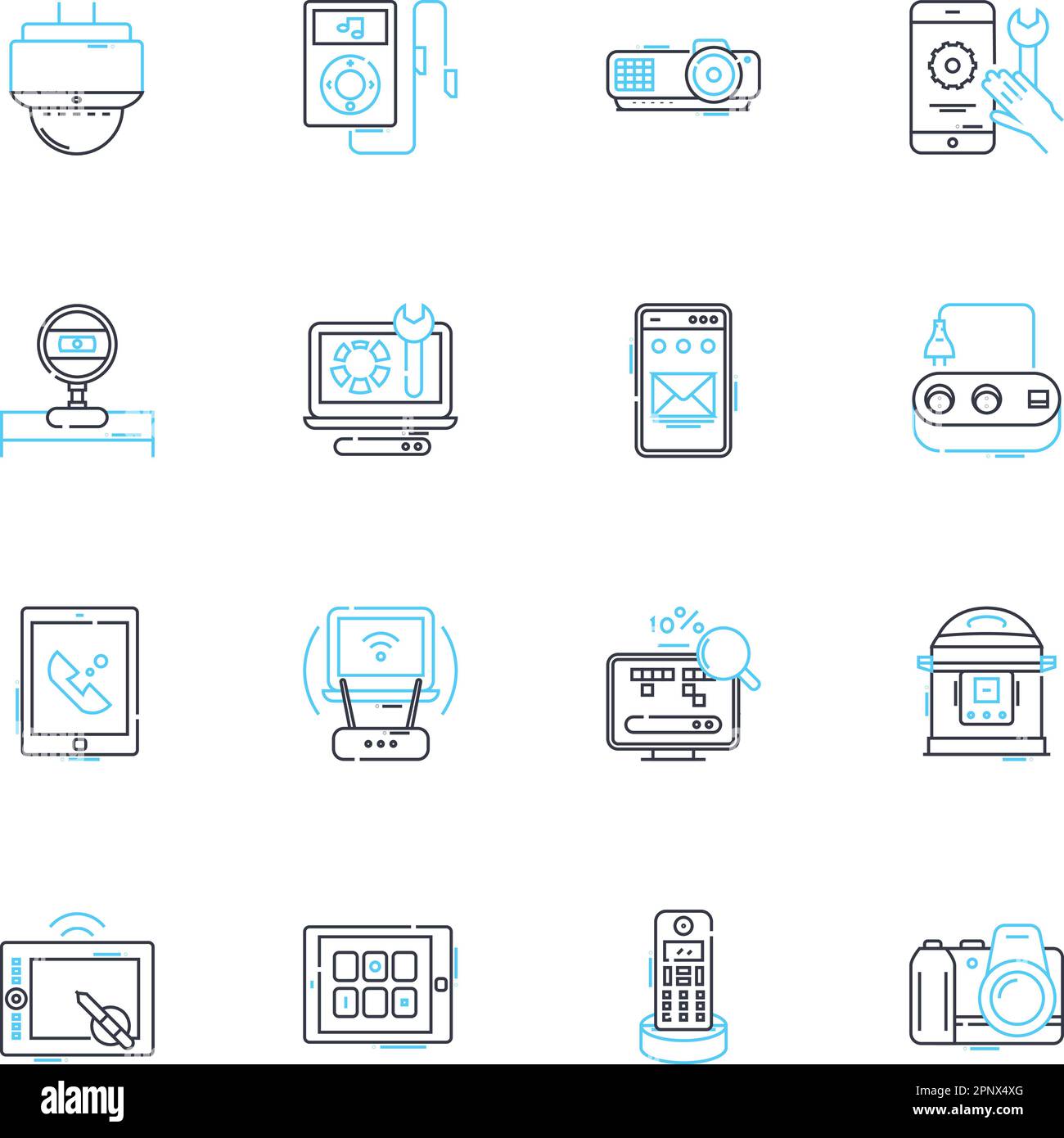 Smart devices linear icons set. Innovation, Connectivity, Efficiency, Automation, Convenience ...