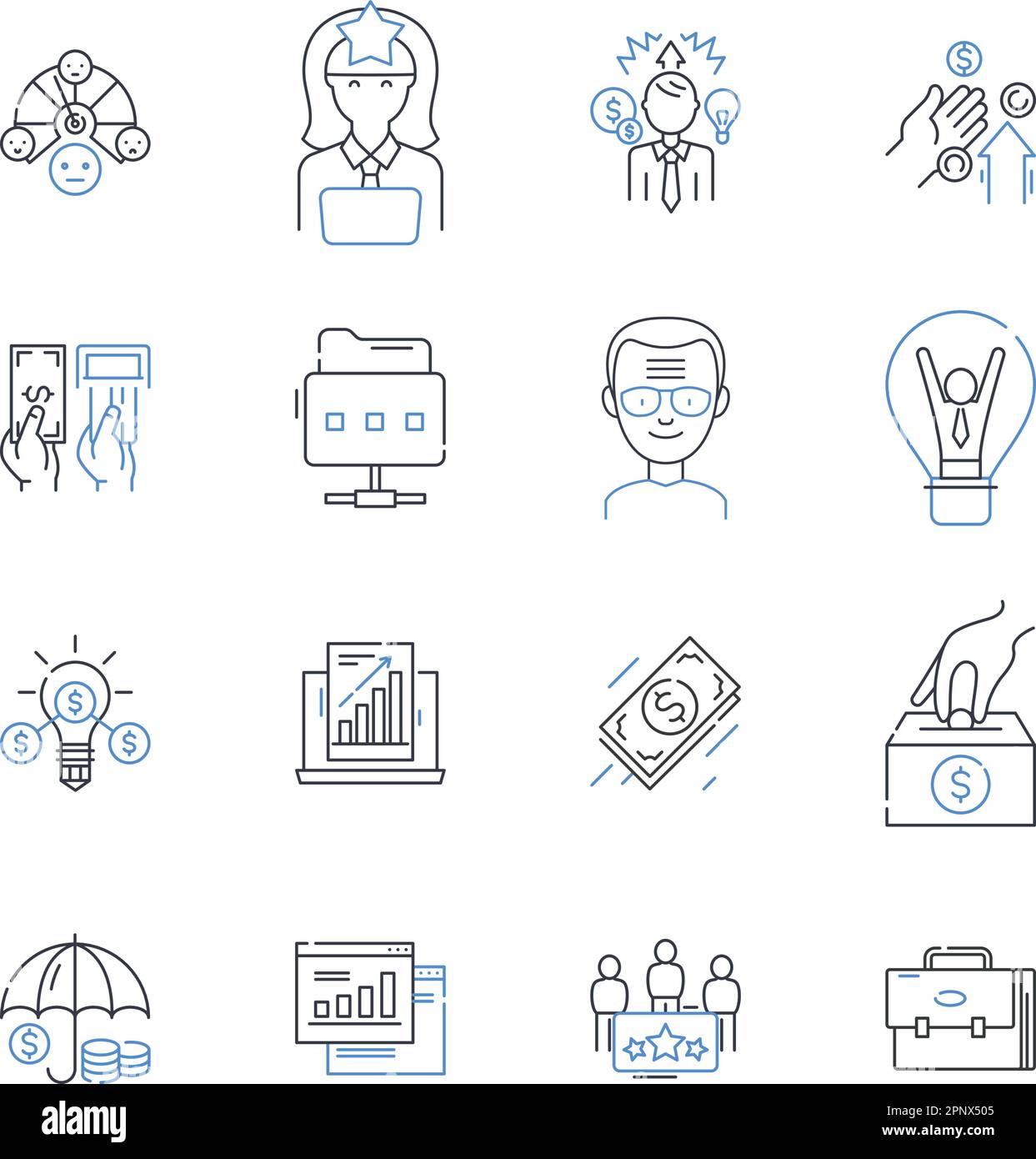 Asset Management Line Icons Collection Investment Finance Portfolio Allocation Optimization