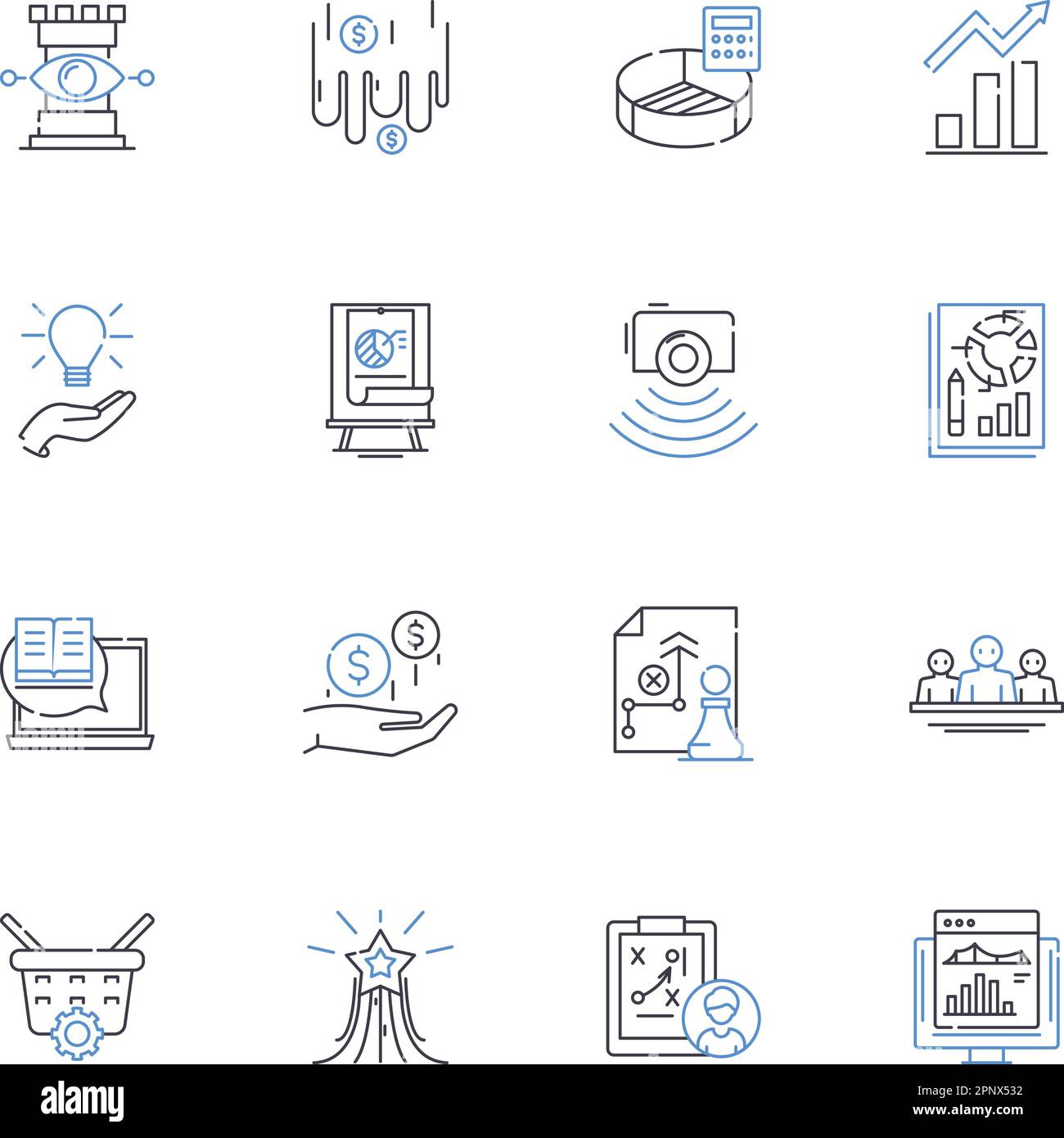 Program and campaign line icons collection. Strategy, Branding ...