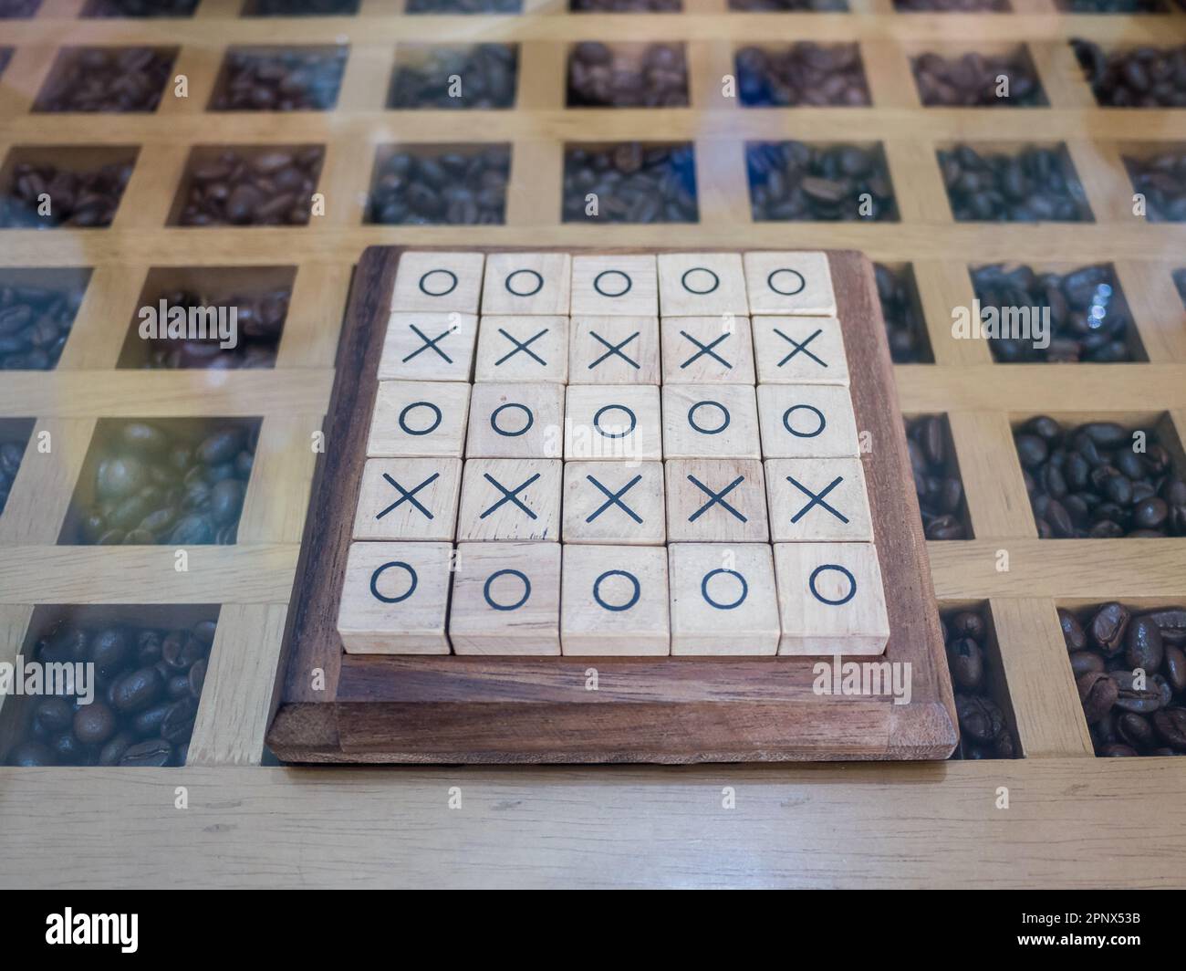 OX game , made by wooden block Stock Photo - Alamy