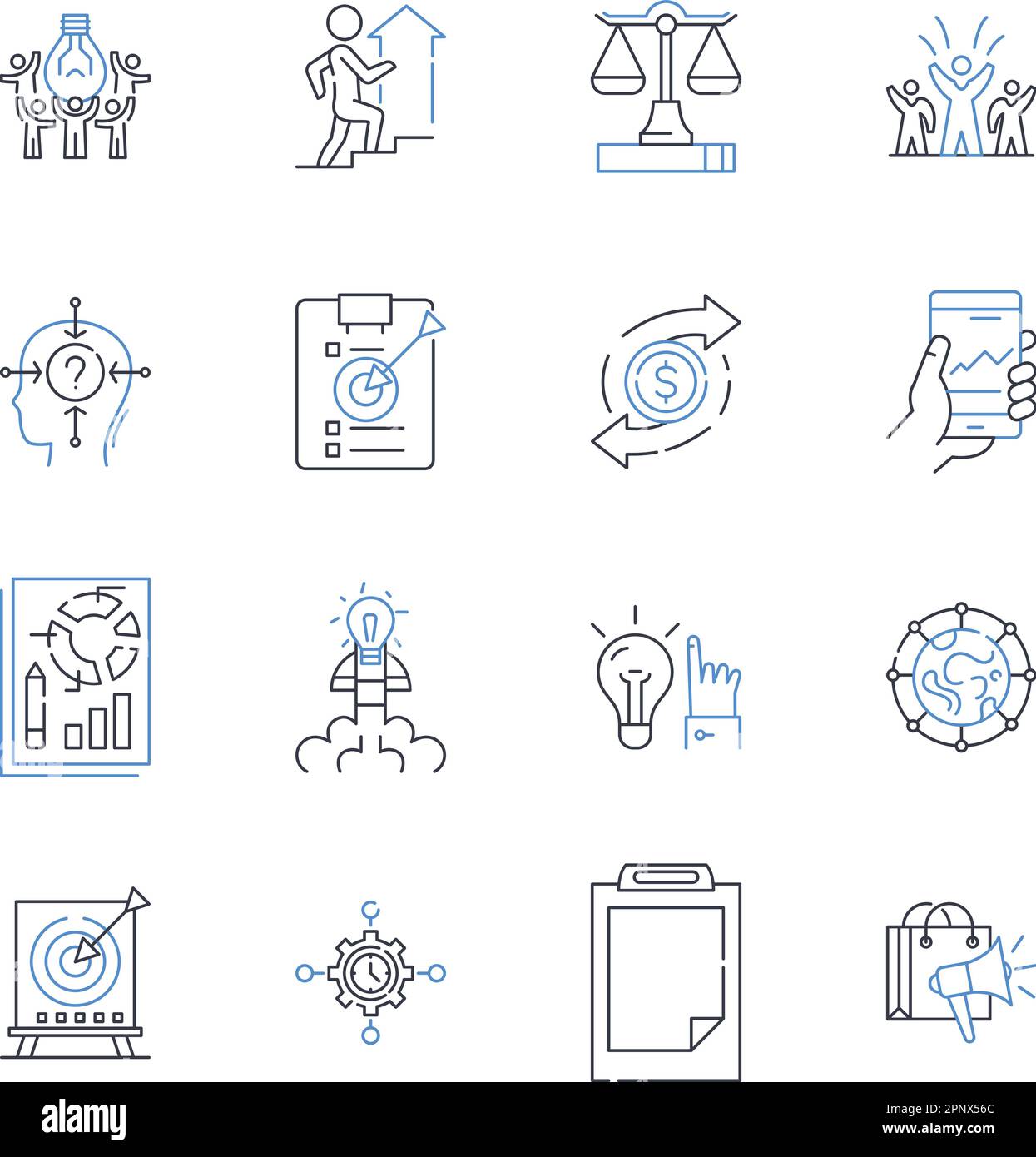 Brand Positioning Line Icons Collection Identity Perception Differentiation Strategy