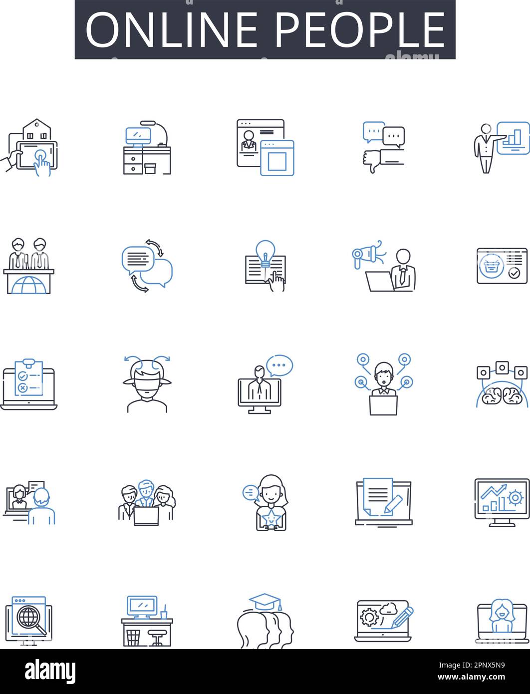Online people line icons collection. Digital citizens, Internet users ...