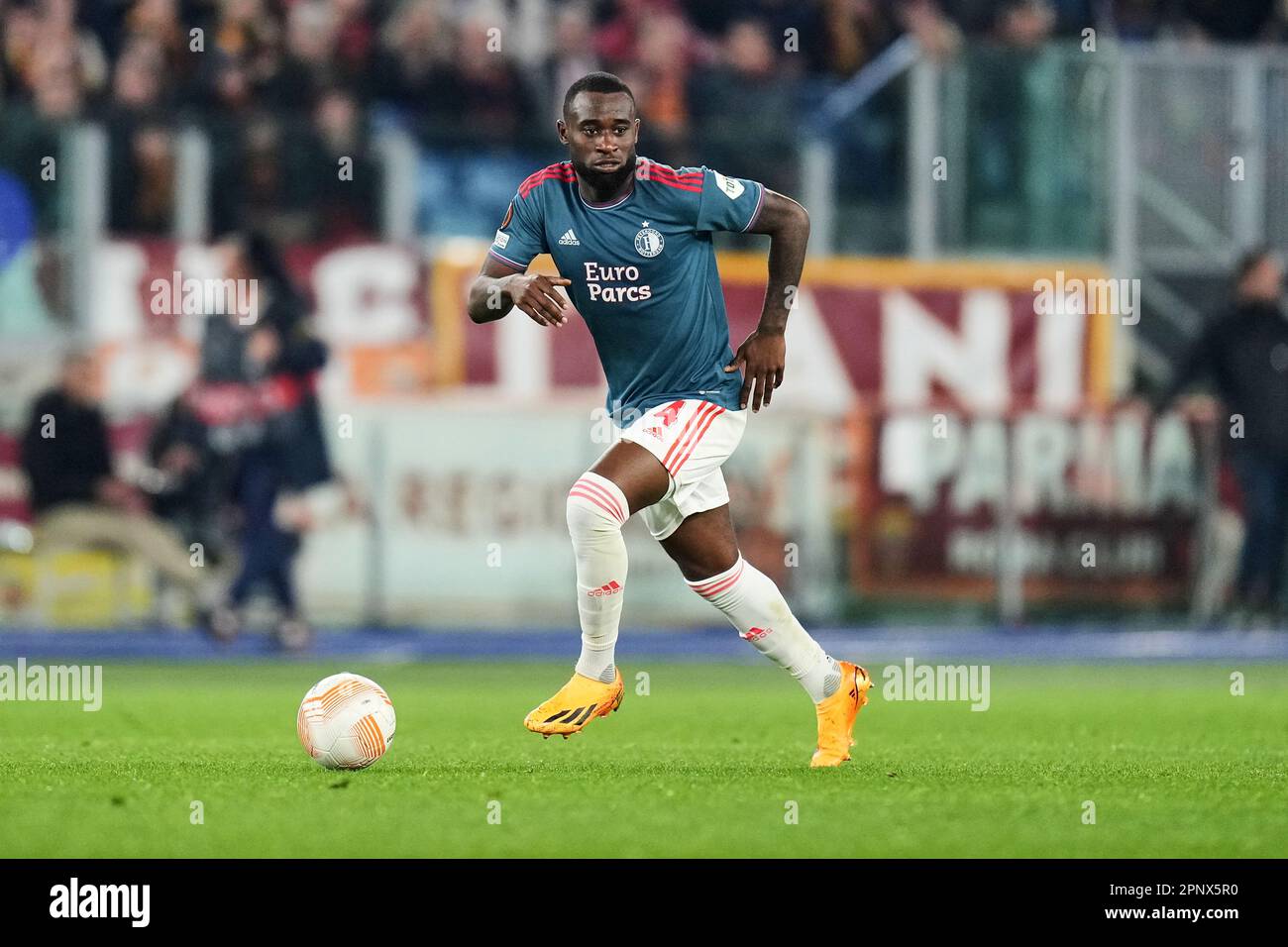 Rome, Italy. 20th Apr, 2023. Rome - Lutsharel Geertruida of Feyenoord during the match between ...
