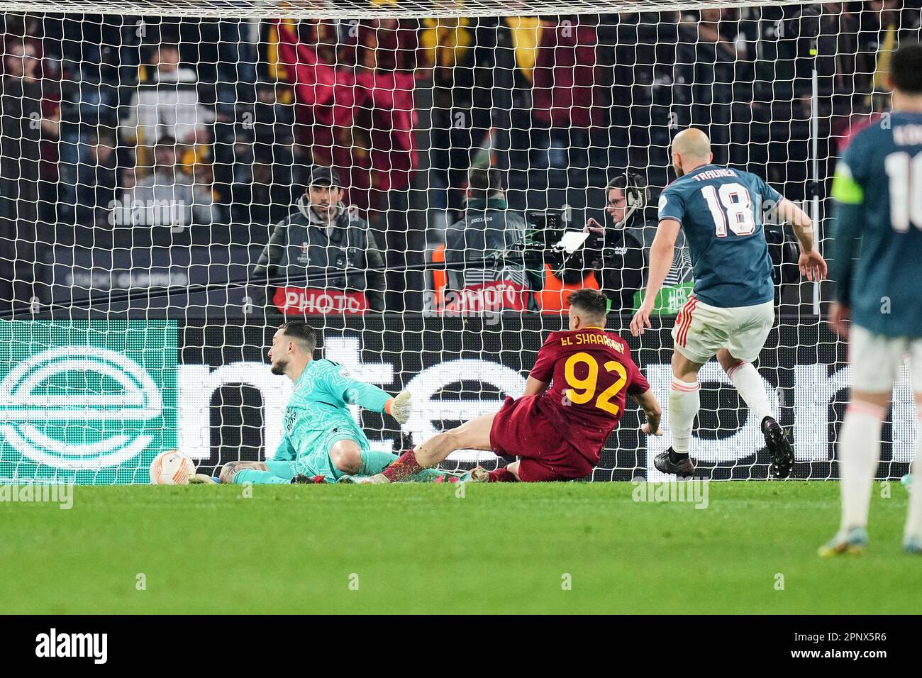 Rome, Italy. 20th Apr, 2023. Rome - Feyenoord keeper Justin Bijlow ...