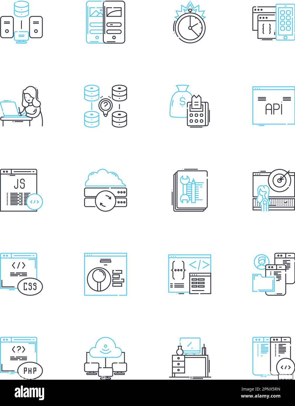 Mainframe computer linear icons set. Legacy, Centralized, Durable ...