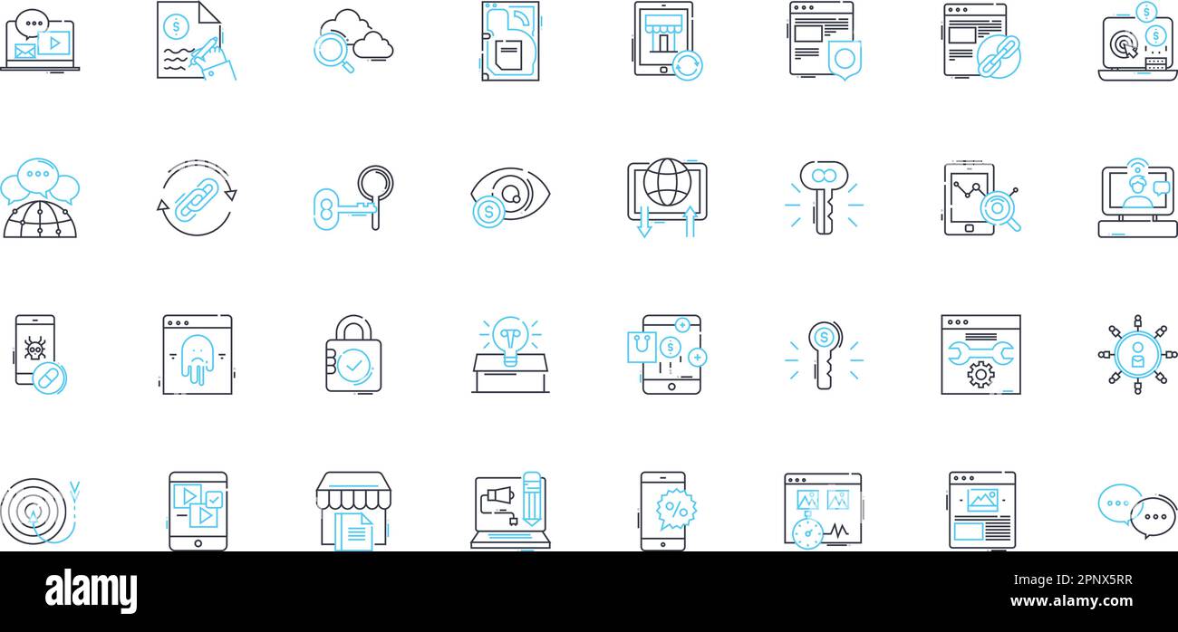 Commercial advertising linear icons set. Marketing, Branding, Promotion ...