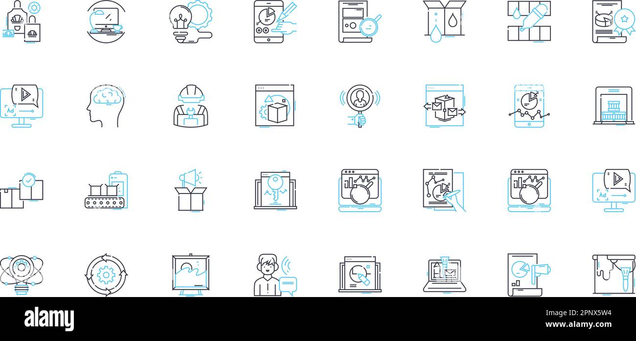 Data organization linear icons set. Categorization, Sorting, Arrangement, Classification ...
