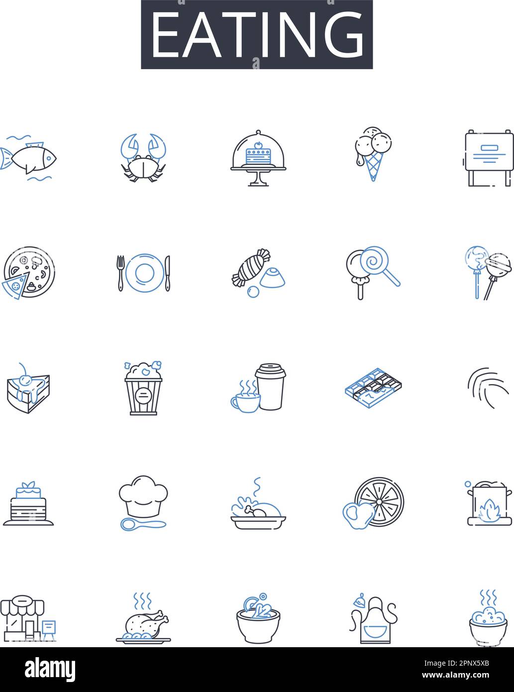 Eating line icons collection. Drinking, Feasting, Devouring, Noshing ...
