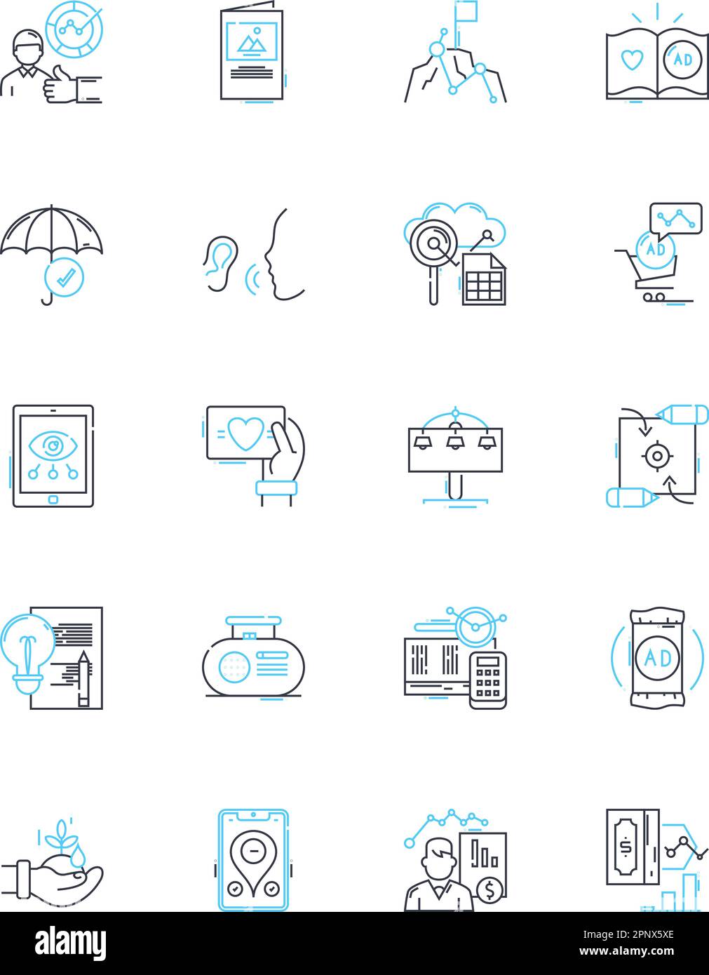 Performance Evaluation Linear Icons Set Assessment Analysis Review