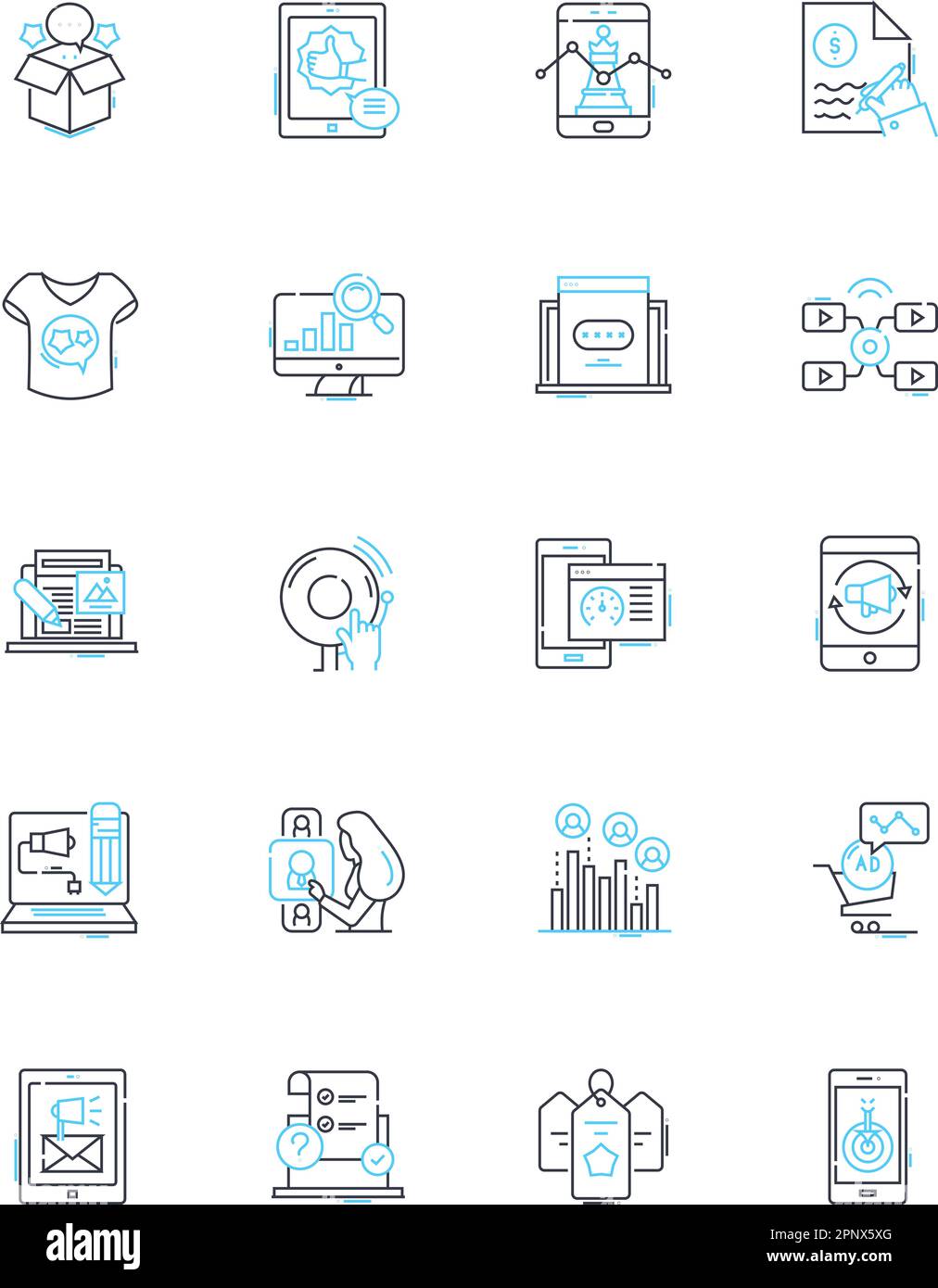 Market policy linear icons set. Regulation, Intervention, Incentives ...