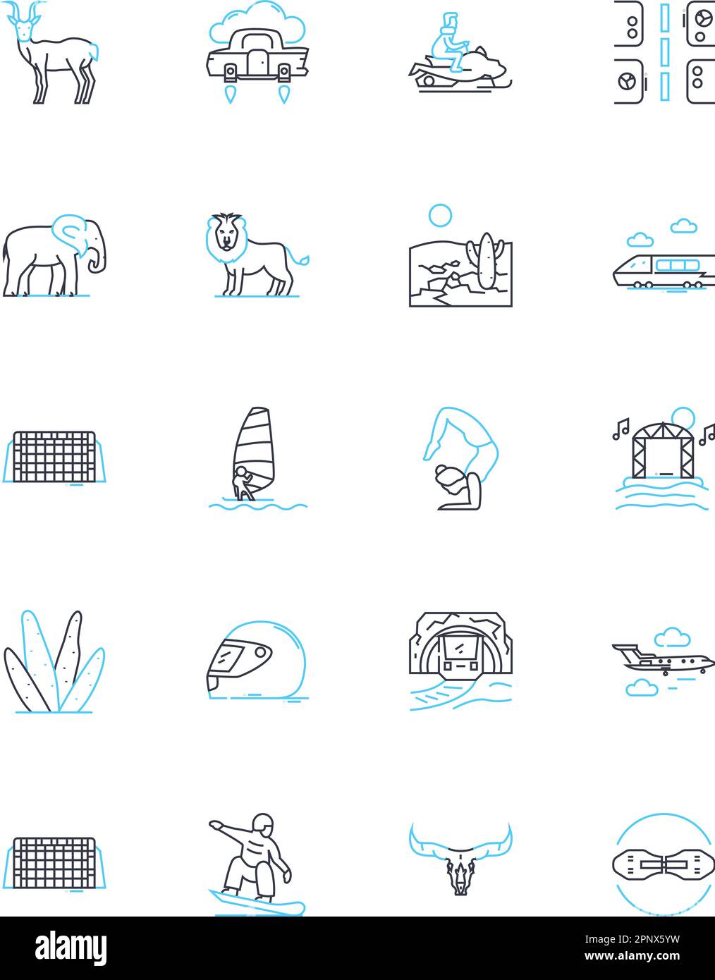 Wild expedition linear icons set. Adventure, Wildlife, Excitement ...