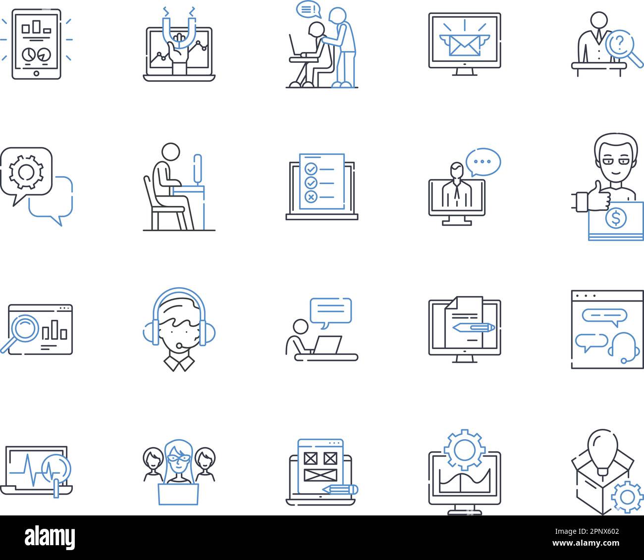 Performance initiation line icons collection. Catalyst, Embark, Launch, Premiere, Commencement ...