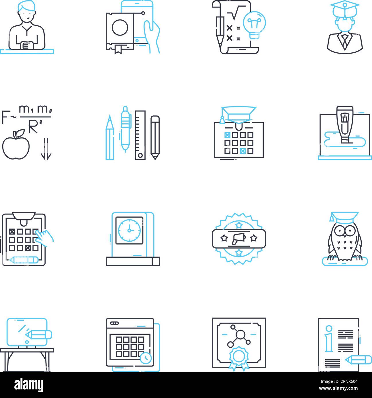 Tertiary degree linear icons set. Achievement, Ambition, Aspiration ...