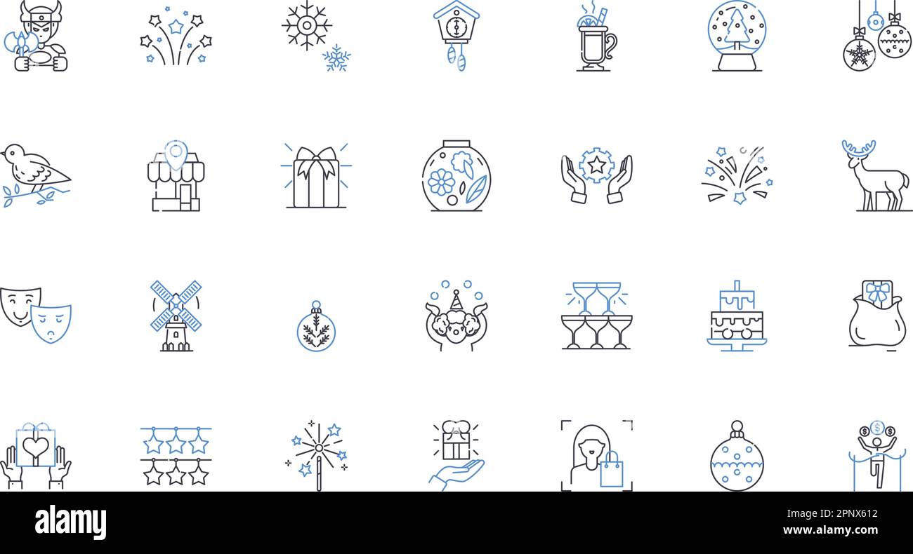 Ecstatic hearts line icons collection. Blissful, Radiant, Passionate ...