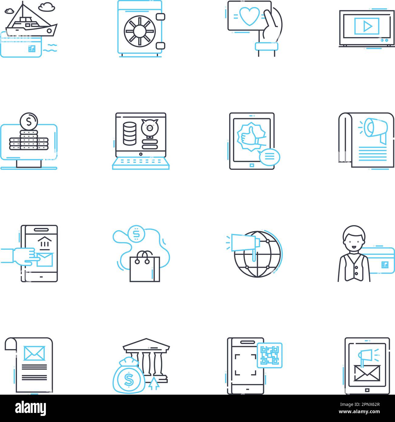 Modern banking linear icons set. Digital, Contactless, Fintech ... Modern banking linear icons set. Digital, Contactless, Fintech ...