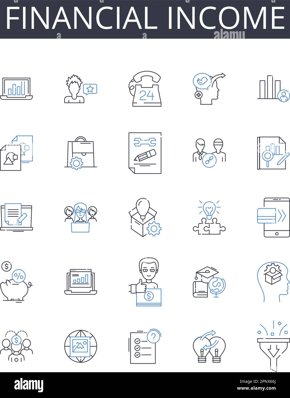 Financial income line icons collection. Wealth gain, Mtary revenue ...