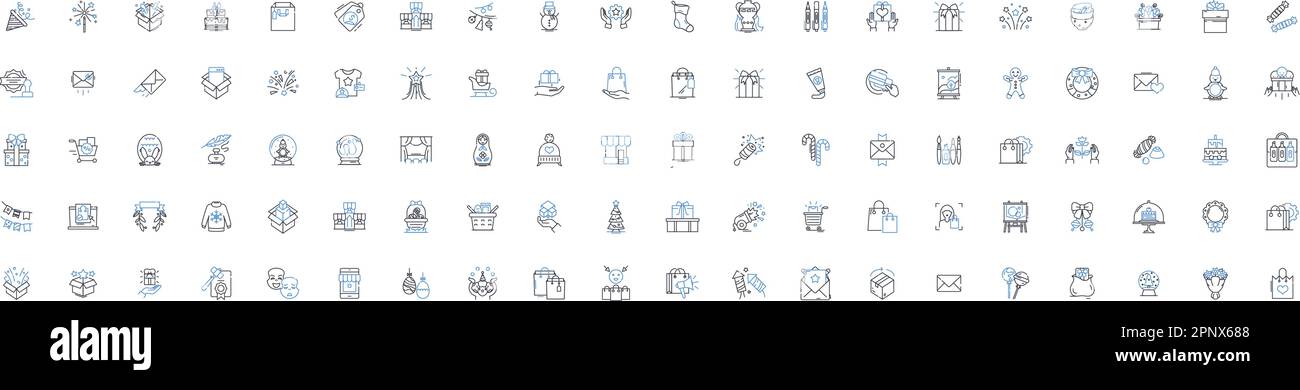 Presents Line Icons Collection Giving Receiving Surprising