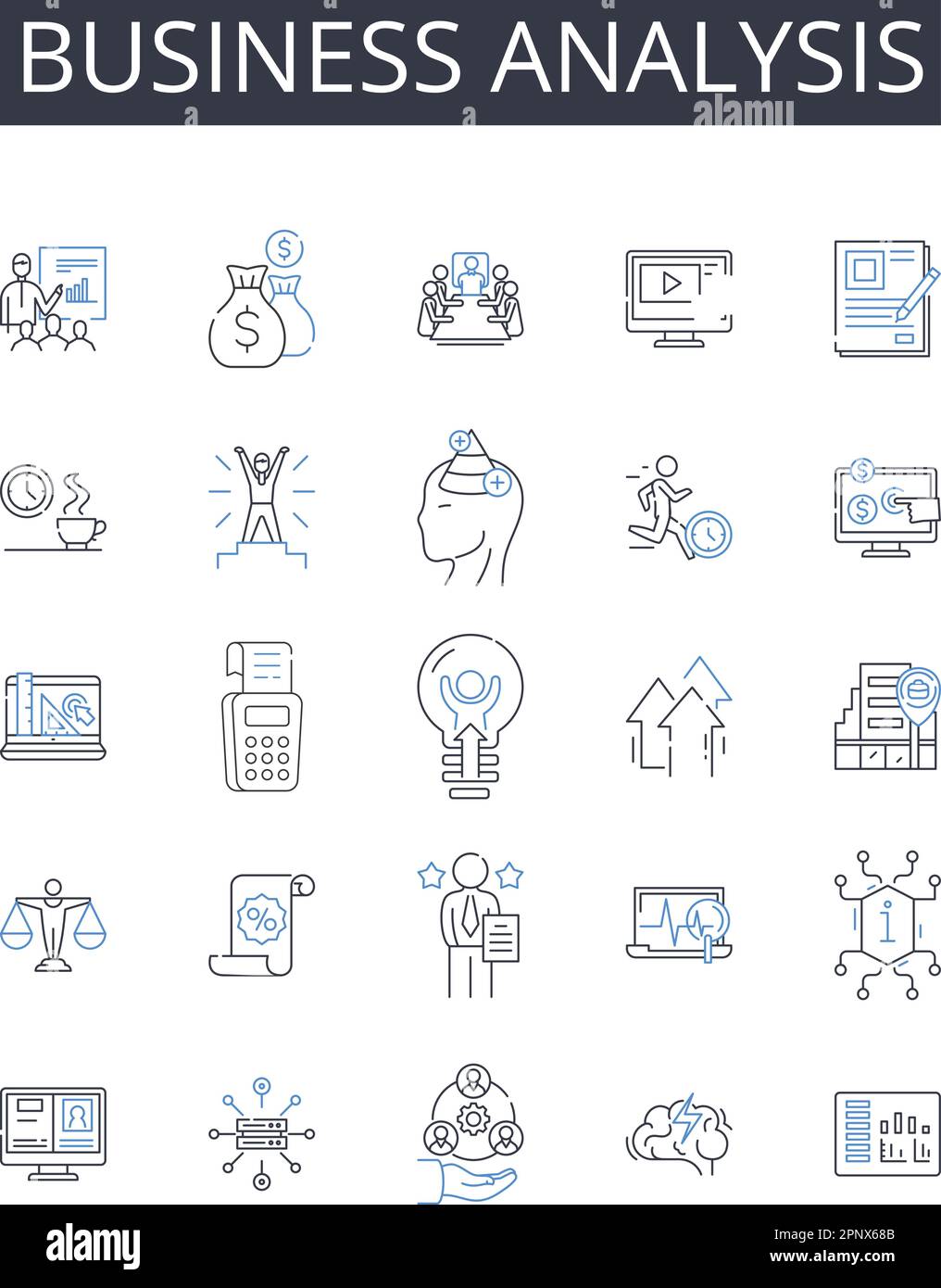 Business analysis line icons collection. Market research, Financial ...