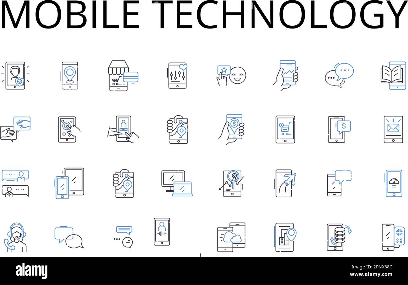 Mobile technology line icons collection. Digital innovation, Smart ...