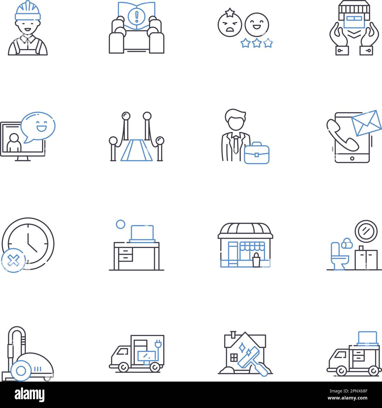 Remote employment line icons collection. Telecommuting, Virtual, Work ...