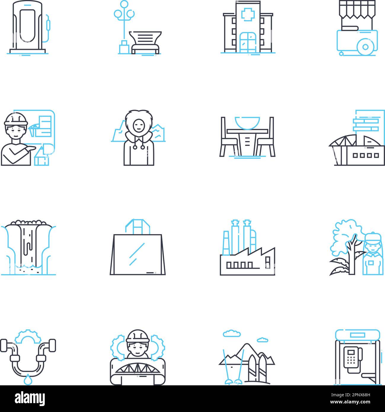 Seaside properties linear icons set. Oceanfront, Beachfront, Coastal ...