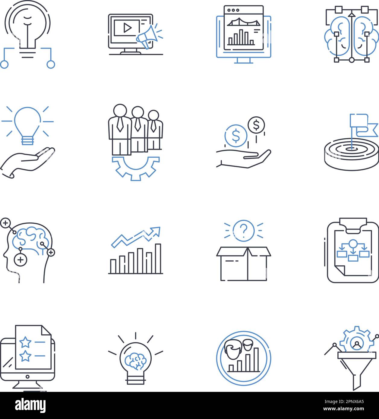 Value proposition line icons collection. Unique, Relevant, Distinctive ...