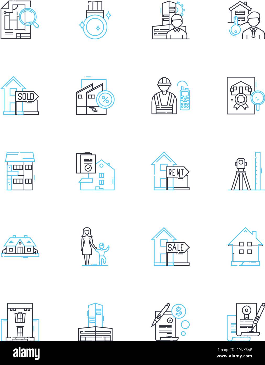 Realty linear icons set. Property, Housing, Real estate, Realtor ...