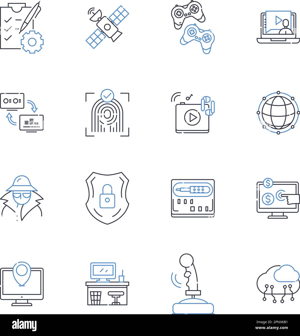 Video Game Store Line Icons Collection Console Controller Gaming Virtual Adventure Quest