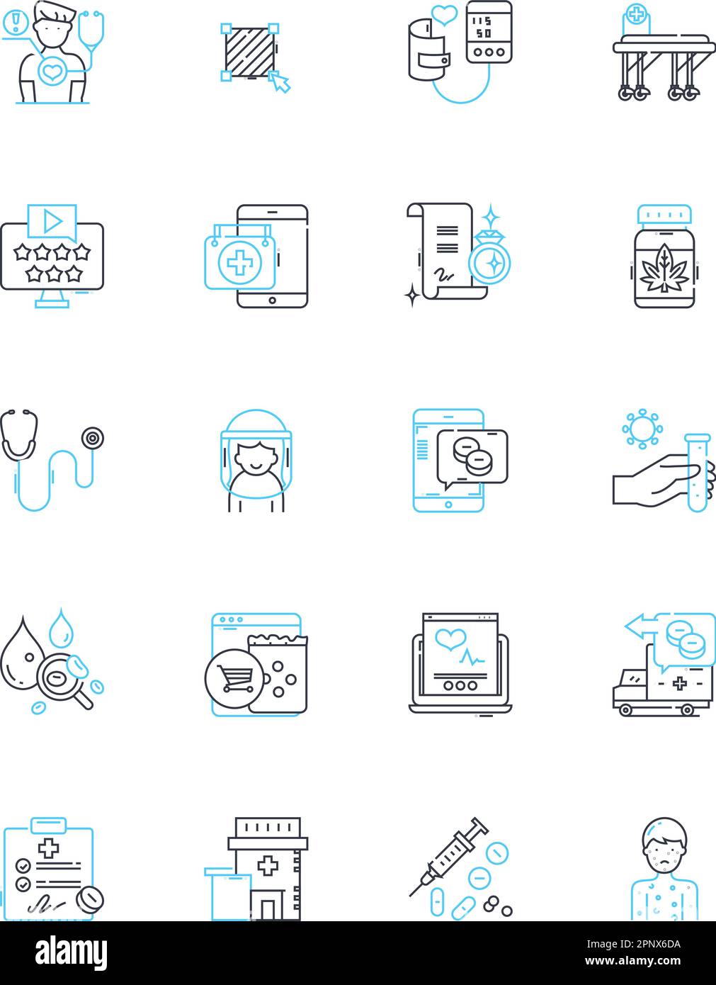 Health promotion linear icons set. Exercise, Nutrition, Prevention ...