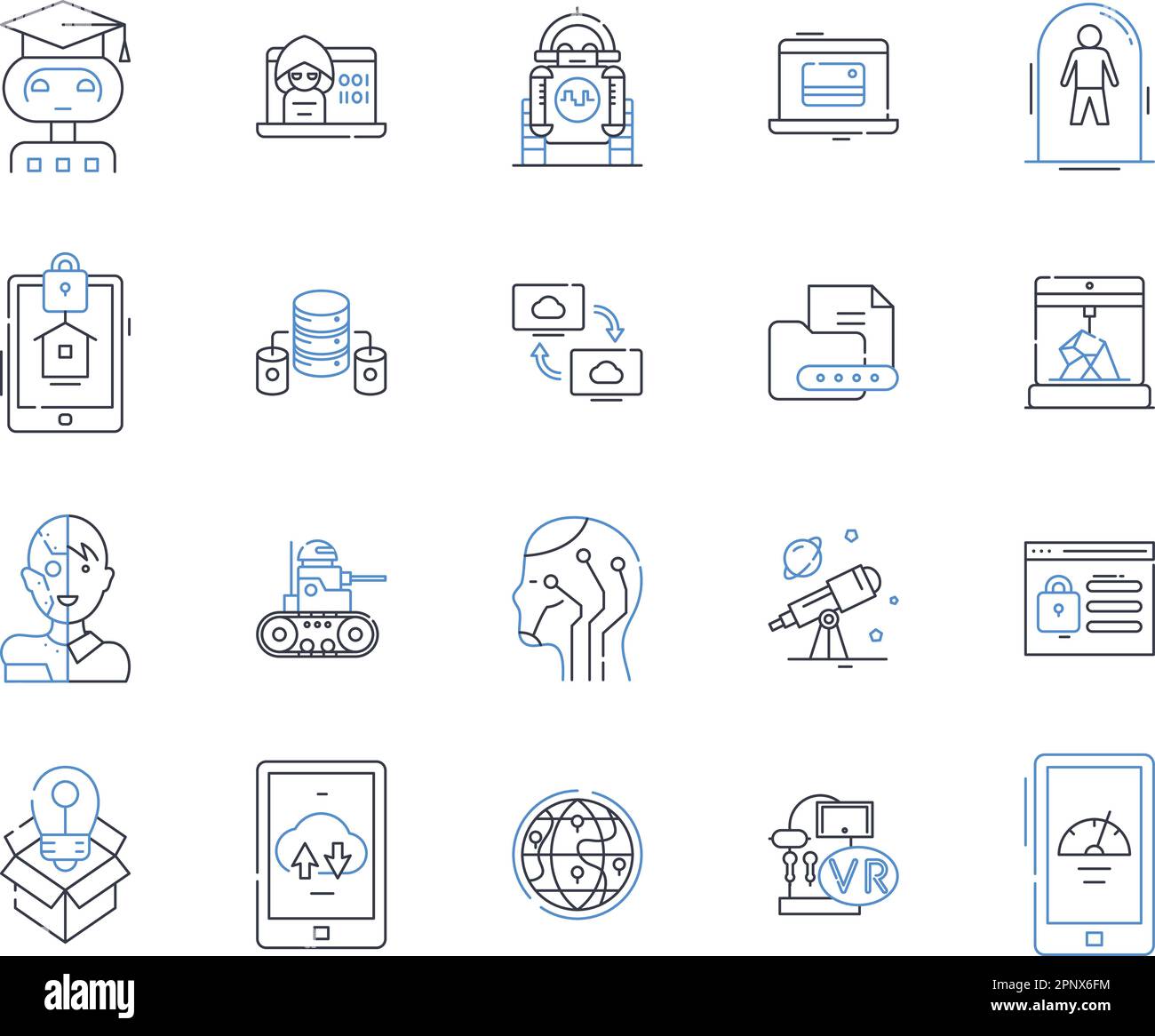 Virtual security line icons collection. Encryption, Firewall, Passwords ... Virtual security line icons collection. Encryption, Firewall, Passwords ...