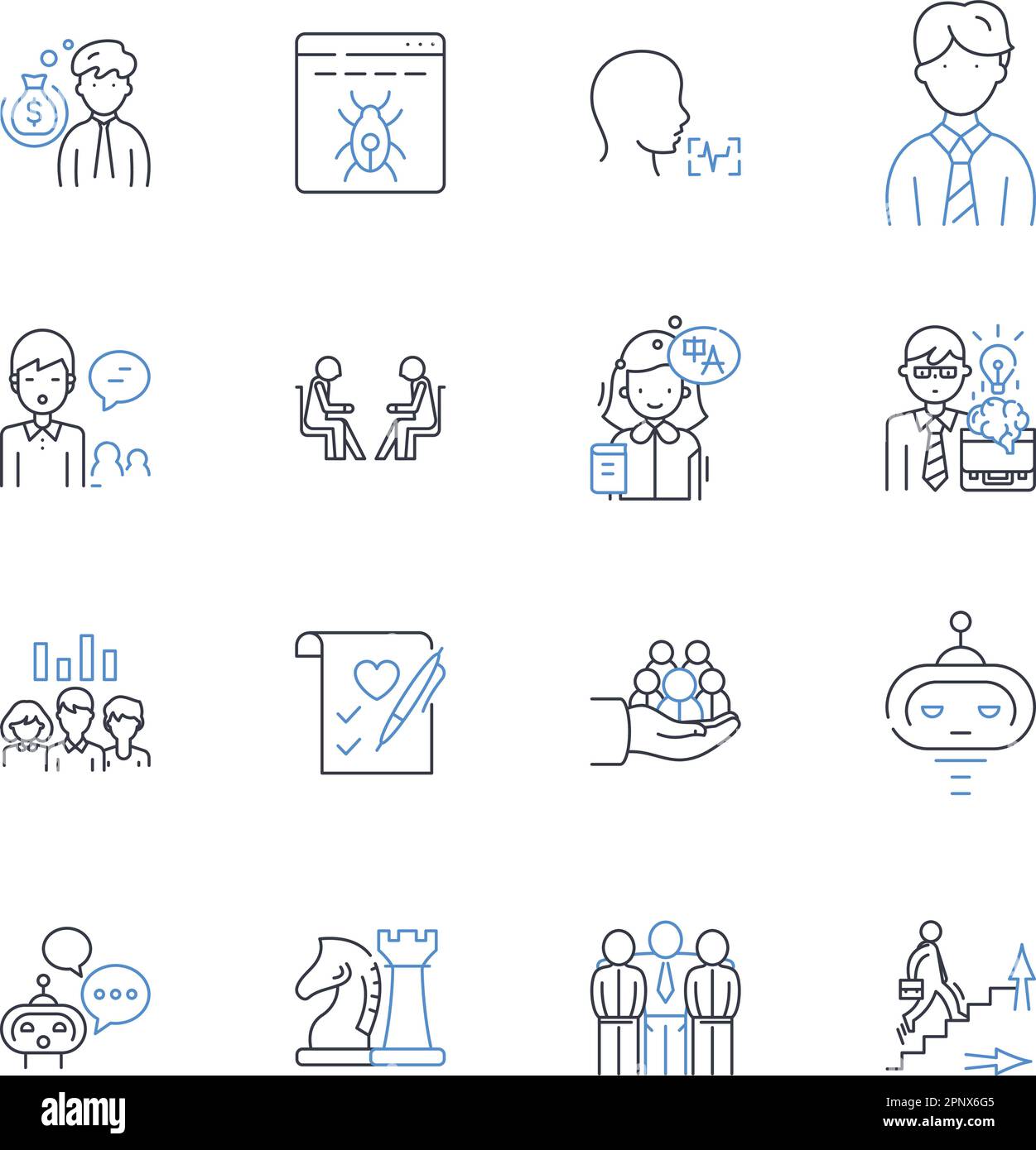 Progression potential line icons collection. Advancement, Growth ...