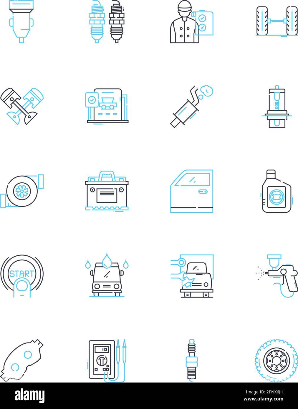 Car Care linear icons set. Detailing, Wash, Wax, Polish, Tires, Engine ...