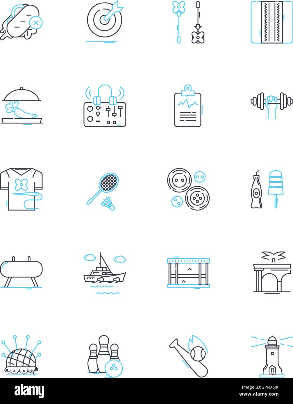 Solo athletics linear icons set. Sprinting, Running, Jumping, Hurdling ...