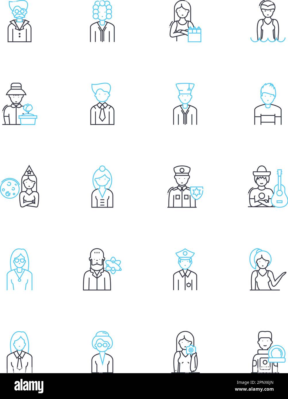Client behavior linear icons set. Impulsive, Demanding, Meticulous ...