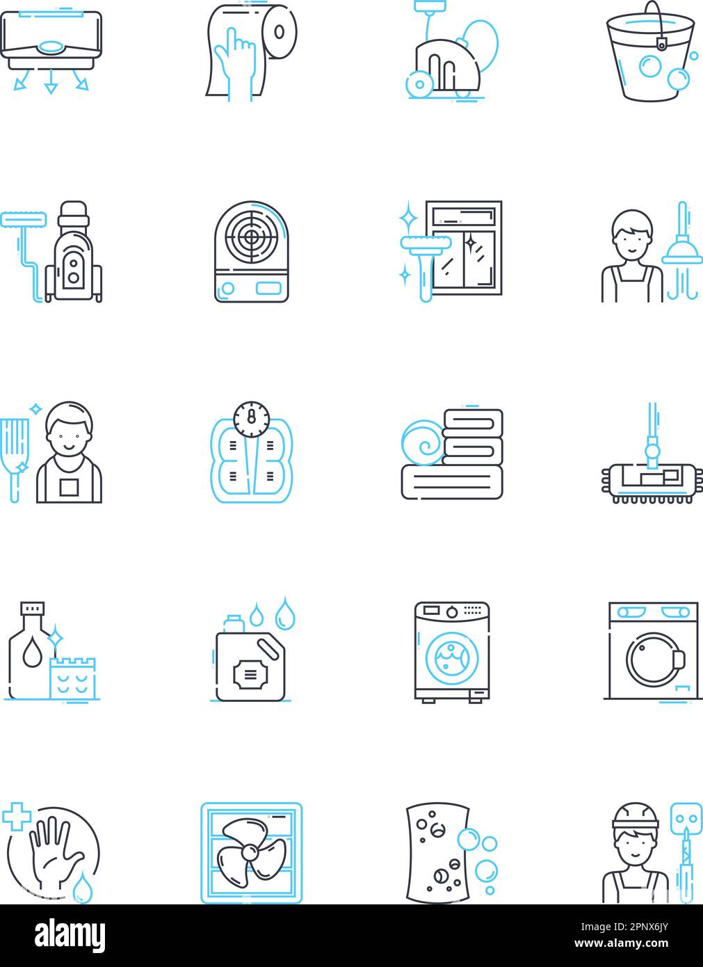 Sanitizing linear icons set. Disinfecting, Sterilizing, Purifying ...