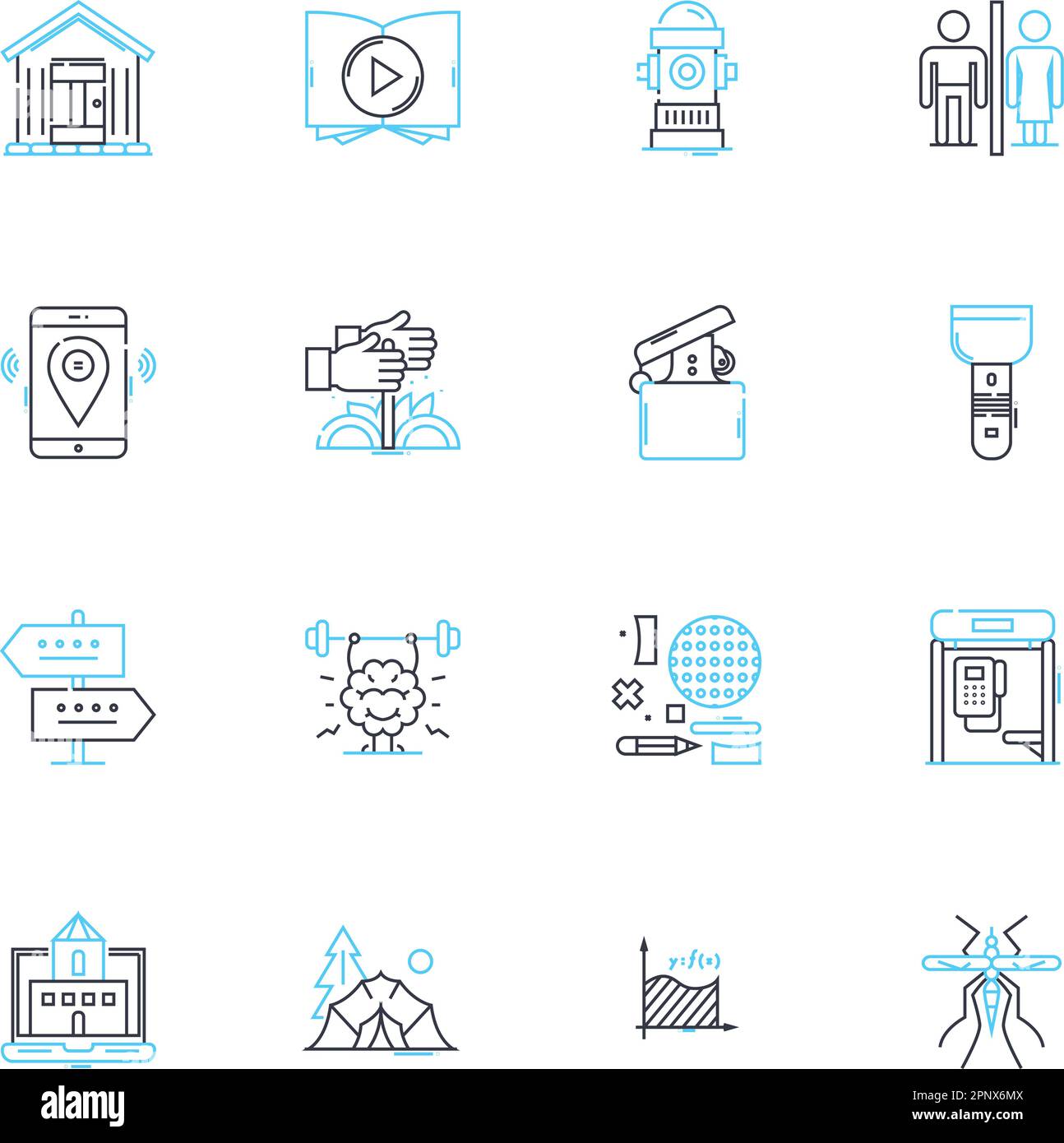 Rural retreat linear icons set. Serenity, Tranquility, Peacefulness ...