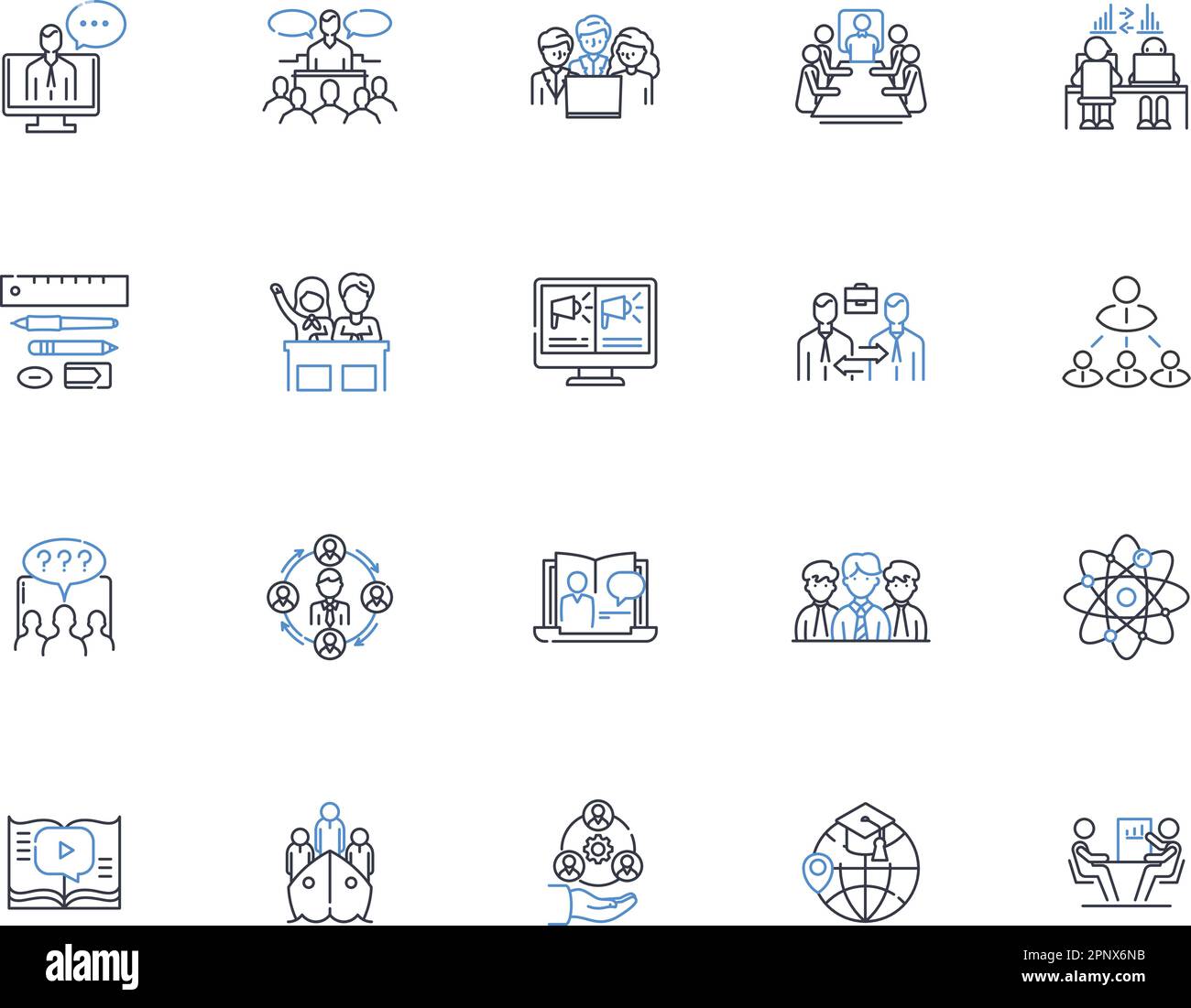 Lecturing Line Icons Collection Knowledge Communication Learning